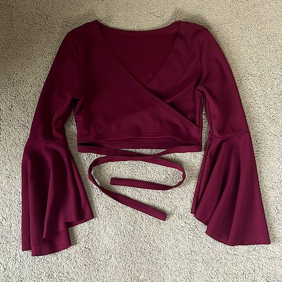SHEIN | Tops | Flare Sleeve Crop Top With Tie Shein Brand | Poshmark